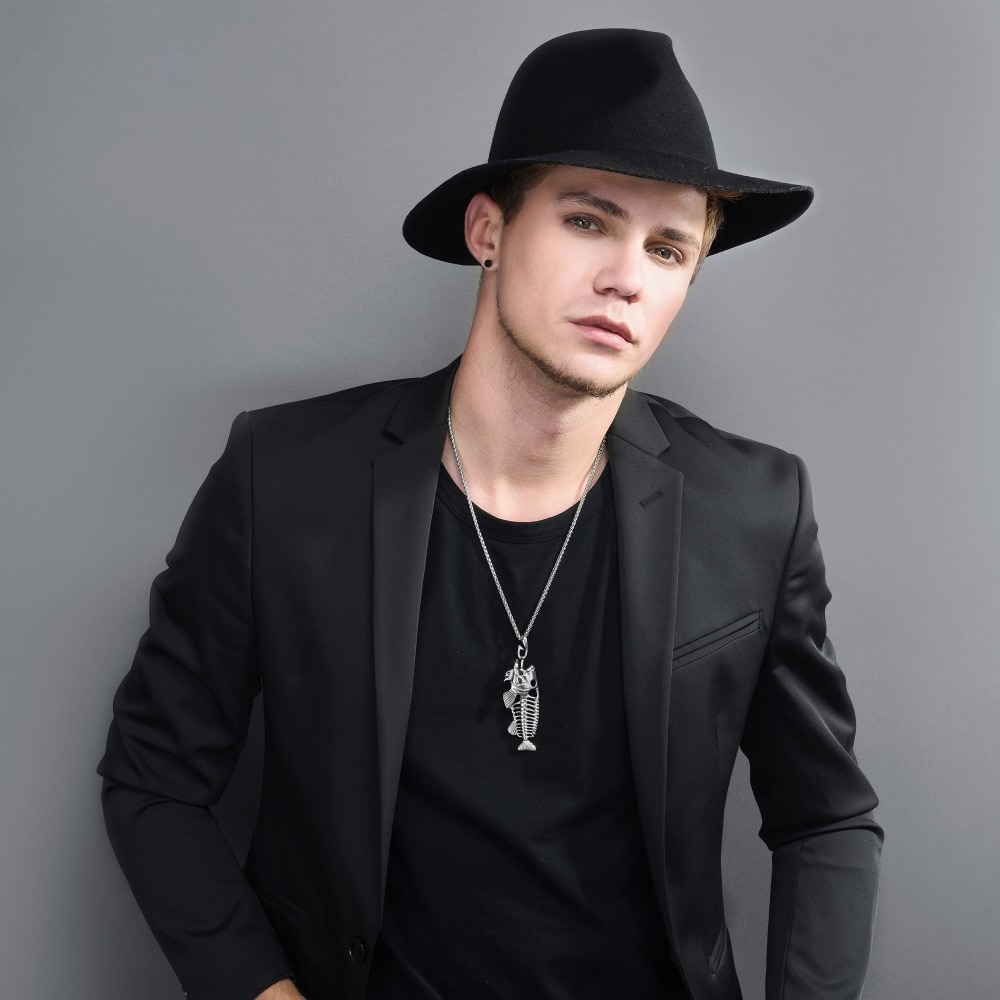 Hip Hop Chain Big Fish Bone Pendant Necklaces Stainless Steel - Icy Swag