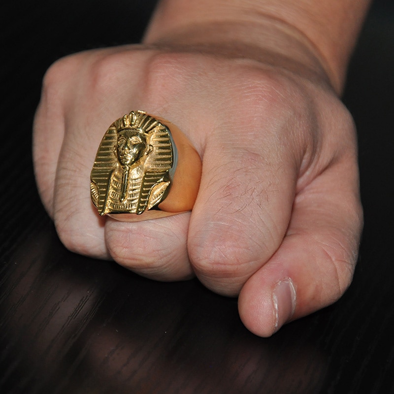 Hip Hop Gold Color Egyptian Pharaoh Rings Rock Titanium Stainless Steel ...